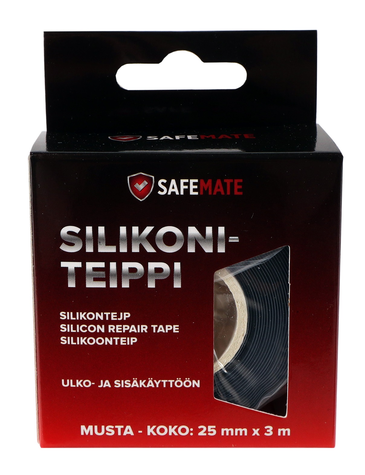 SafeMate Silikoniteippi 25mm x 3m musta vulkanoituva vedenkestävä - Hammer verkkokauppa