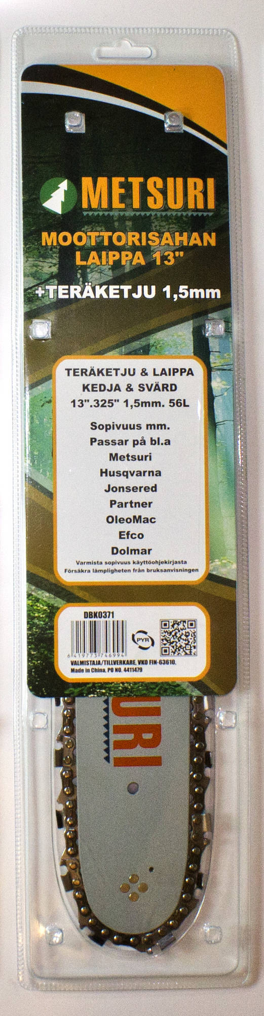 Metsuri Moottorisahan laippa 13"+ teräketju 1,5mm - Hammer verkkokauppa