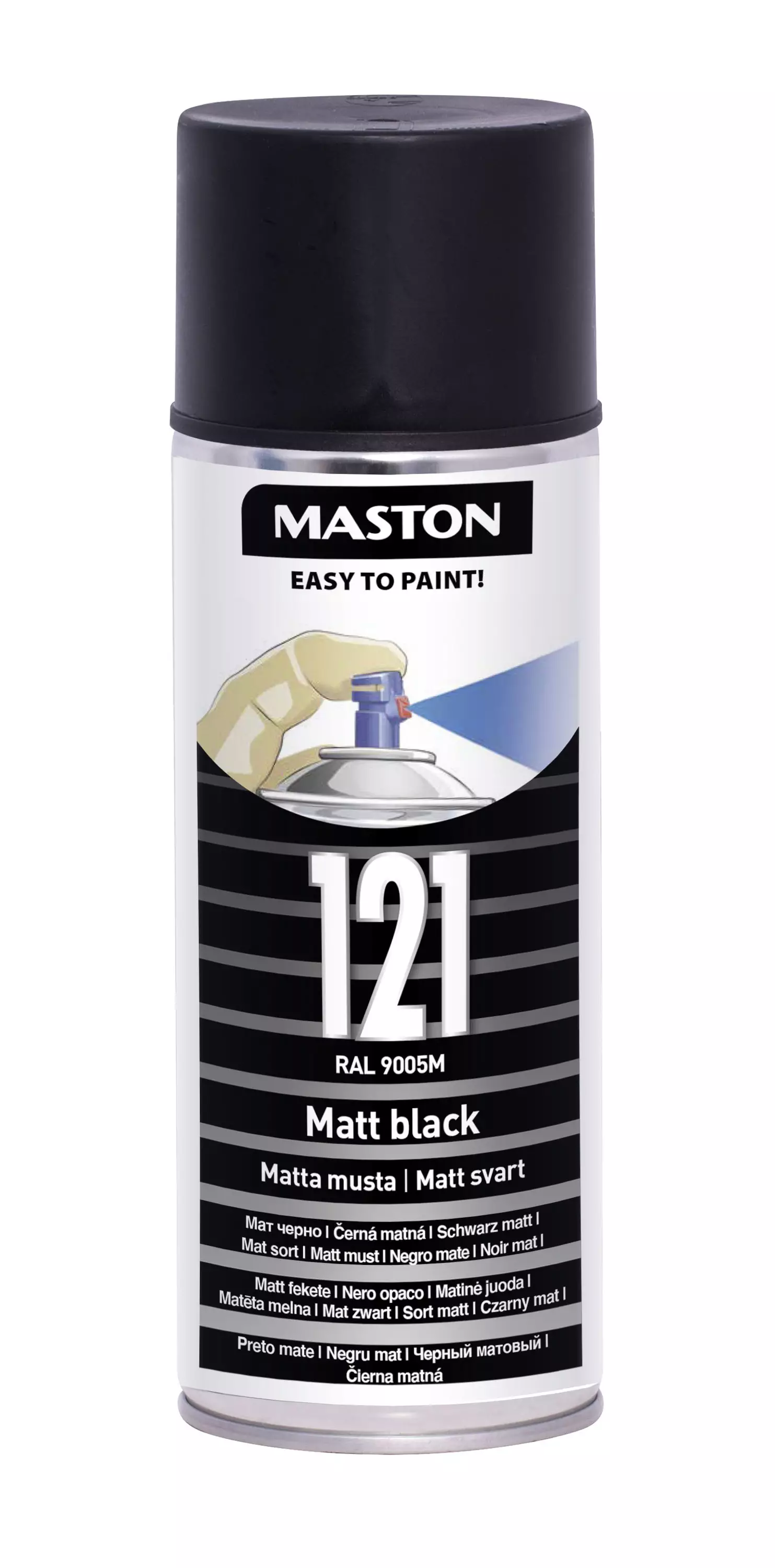 Maston spraymaali 100 - Mattamusta 121 RAL9005M 400ml - Hammer verkkokauppa